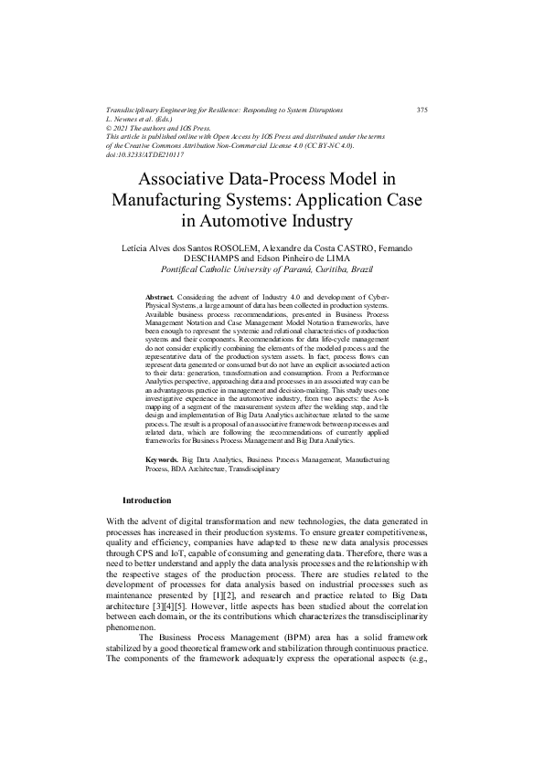(PDF) Associative Data-Process Model in Manufacturing Systems ...