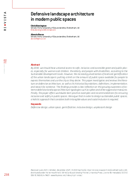 (PDF) Defensive landscape architecture in modern public spaces