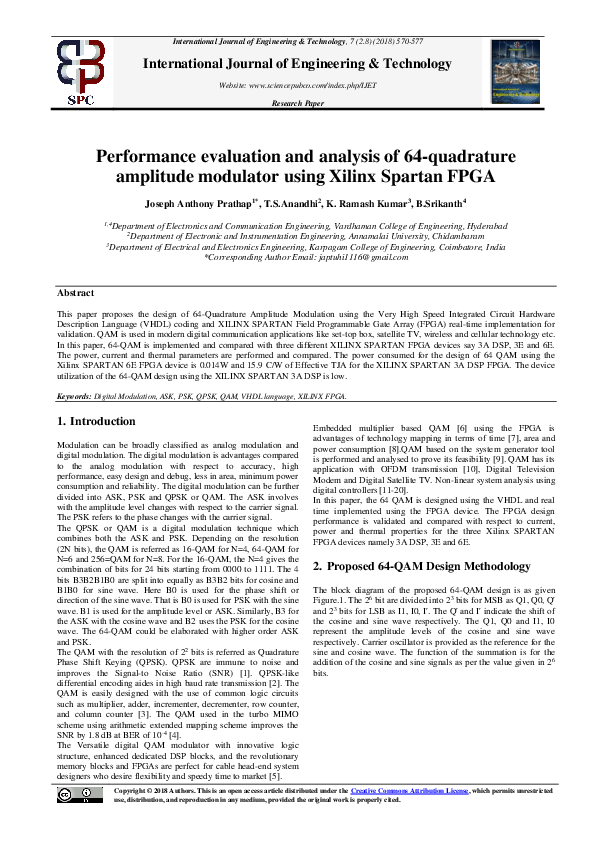 (PDF) Performance evaluation and analysis of 64-quadrature amplitude modulator using Xilinx ...