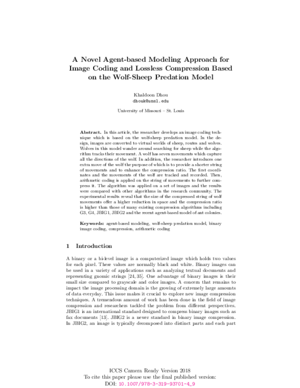 (PDF) A Novel Agent-Based Modeling Approach for Image Coding and Lossless Compression Based on ...