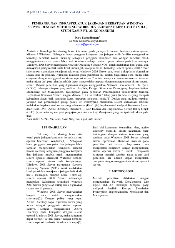 (PDF) Pembangunan Infrastruktur Jaringan Berbatuan Windows Server ...