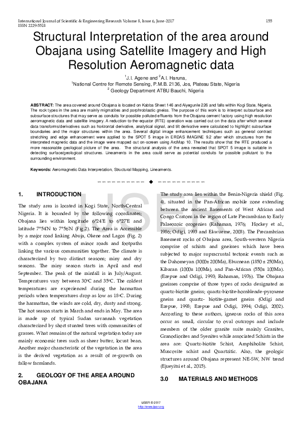 (PDF) Structural Interpretation of the area around Obajana using ...