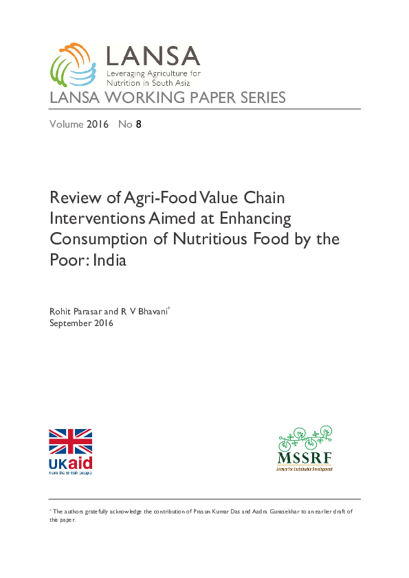 (PDF) No 8 Review of Agri-Food Value Chain Interventions Aimed at ...