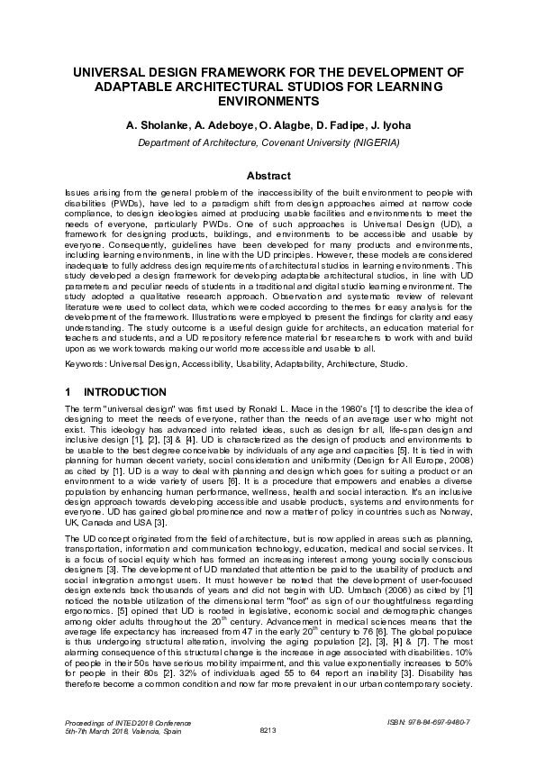 (PDF) Universal Design Framework for the Development of Adaptable ...