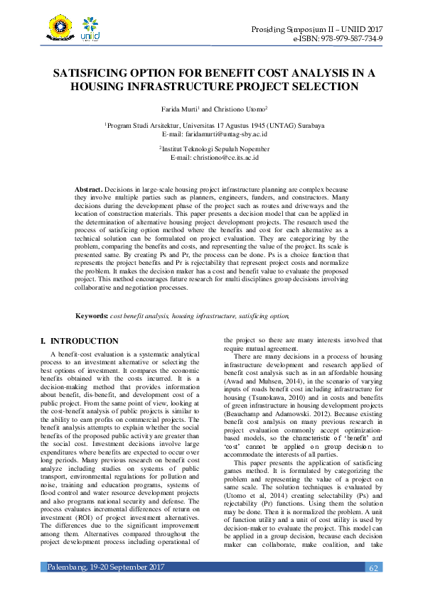 (PDF) Satisficing Option for Benefit Cost Analysis in a Housing ...
