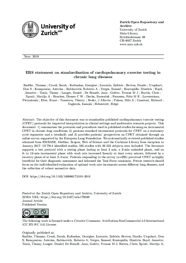 (PDF) ERS statement on standardisation of cardiopulmonary exercise ...