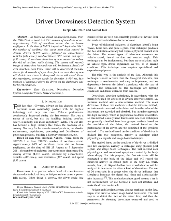 (PDF) Driver Drowsiness Detection System