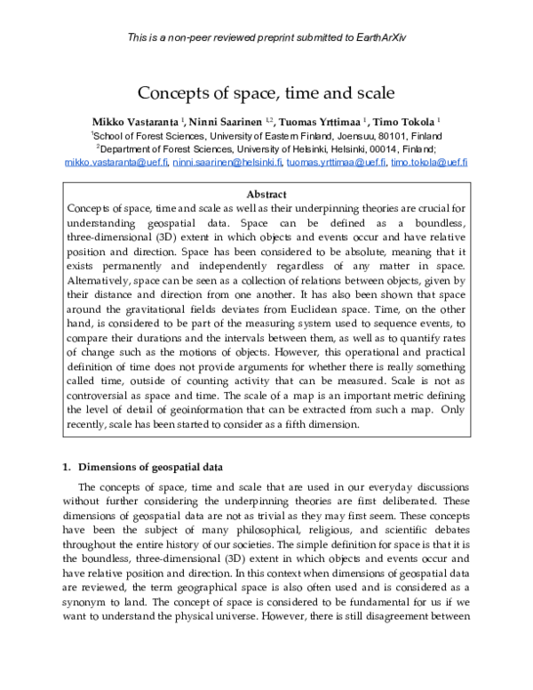 (PDF) Concepts of space, time and scale
