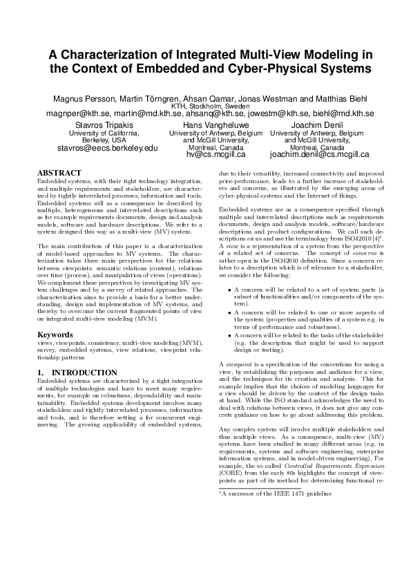 (PDF) A characterization of integrated multi-view modeling in the ...