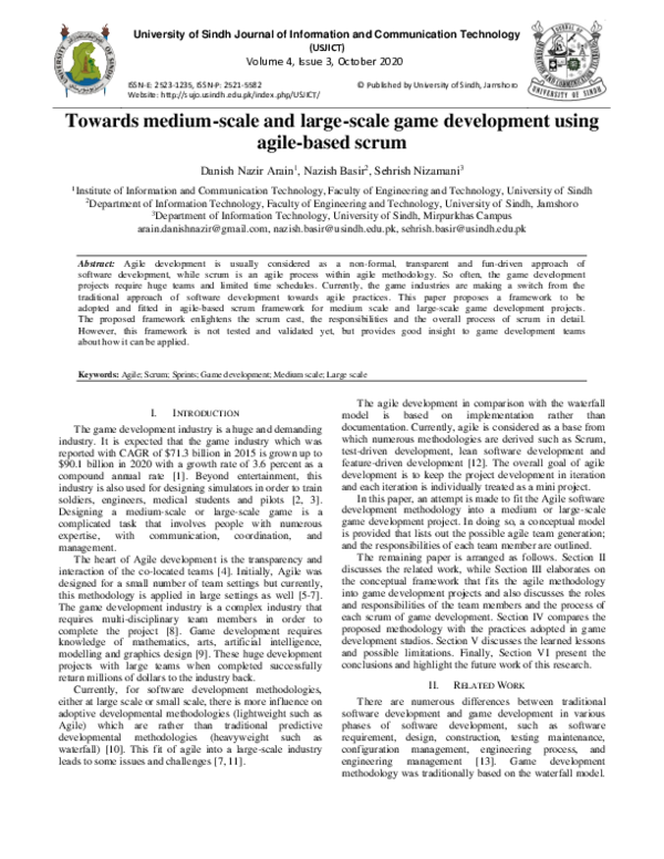 (PDF) Towards medium-scale and large-scale game development using agile-based scrum