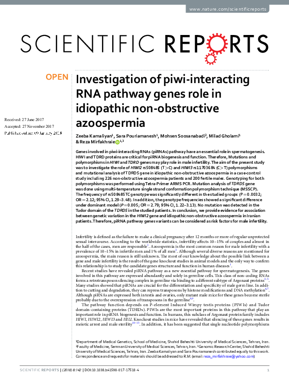 (PDF) Investigation of piwi-interacting RNA pathway genes role in ...