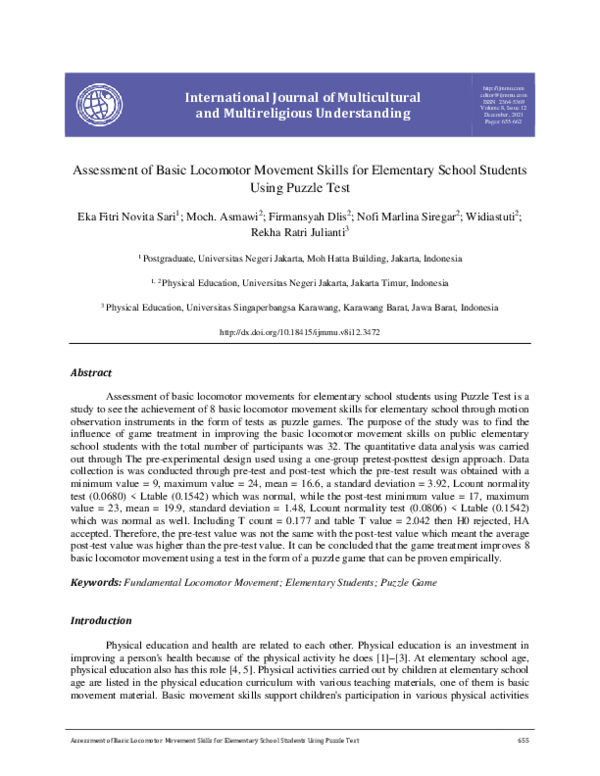 (PDF) Improving Locomotor Skills with Puzzle Tests