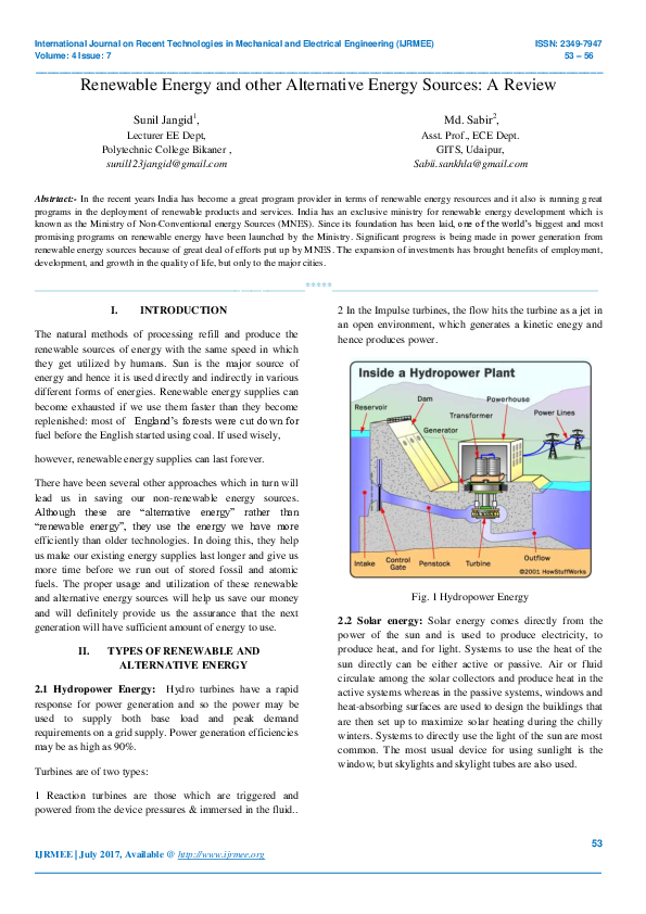 (PDF) Renewable Energy and other Alternative Energy Sources: A Review