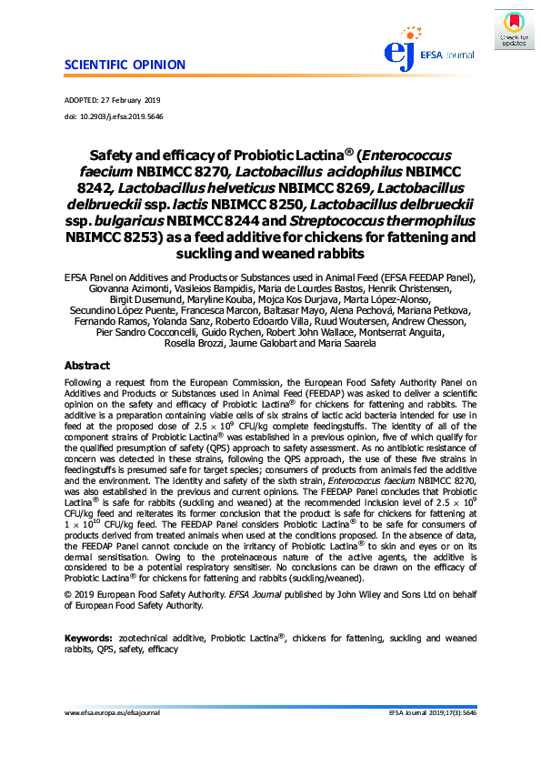 (PDF) Safety and efficacy of Probiotic Lactina® (Enterococcus faecium ...