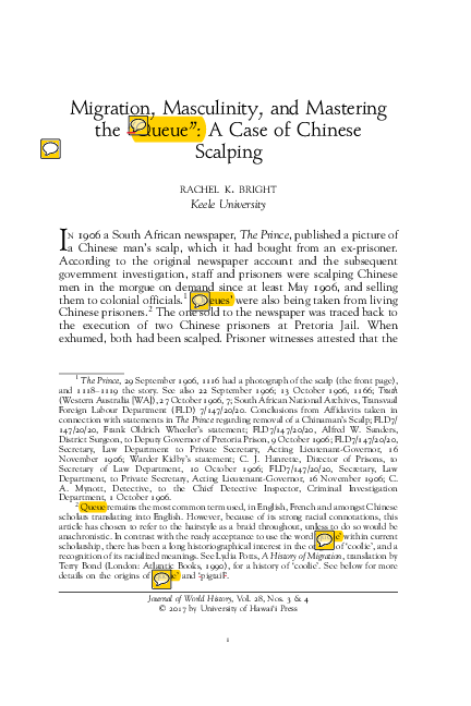 (PDF) Migration, Masculinity, and Mastering the Queue: A Case of Chinese Scalping
