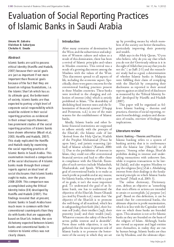 (PDF) Social Reporting Practices of Islamic Banks in Saudi Arabia
