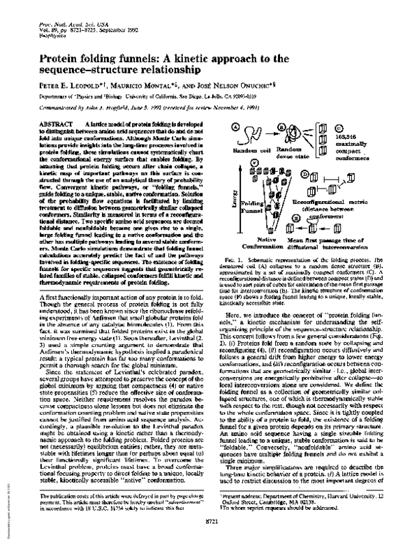 (PDF) Protein folding funnels: a kinetic approach to the sequence ...