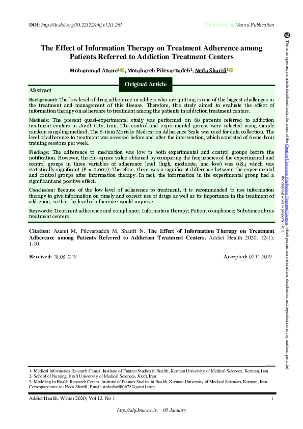 (PDF) The Effect of Information Therapy on Treatment Adherence among ...
