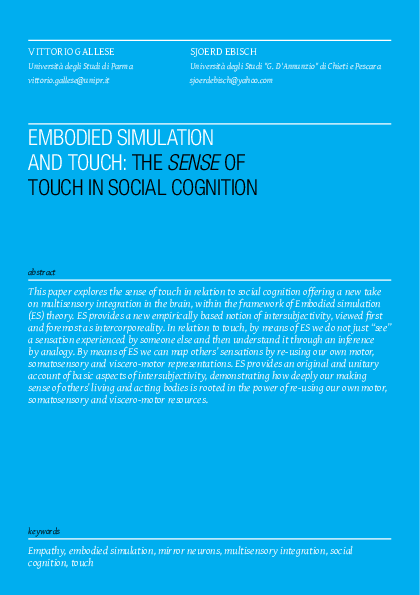 (PDF) Embodied Simulation and Touch: The Sense of Touch in Social Cognition