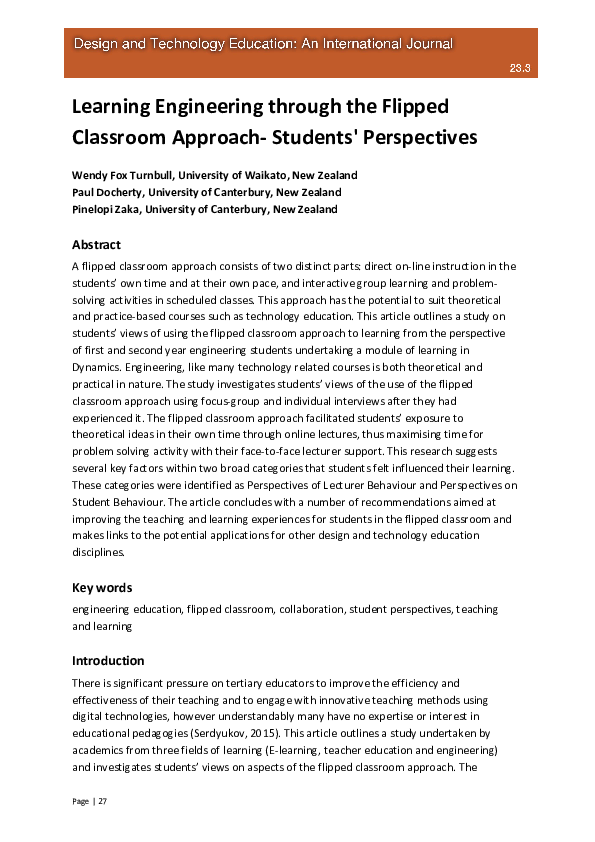 (PDF) Learning engineering through the Flipped Classroom Approach ...