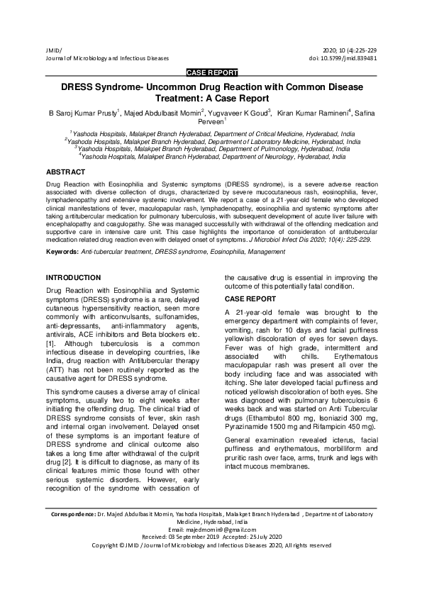 (PDF) DRESS Syndrome- Uncommon Drug Reaction with Common Disease ...