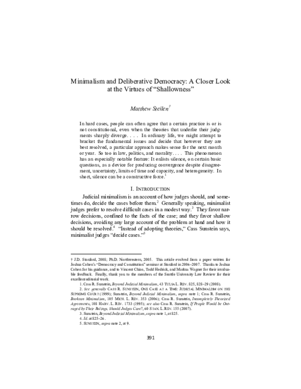 (PDF) Minimalism and Deliberative Democracy: A Closer Look at the ...