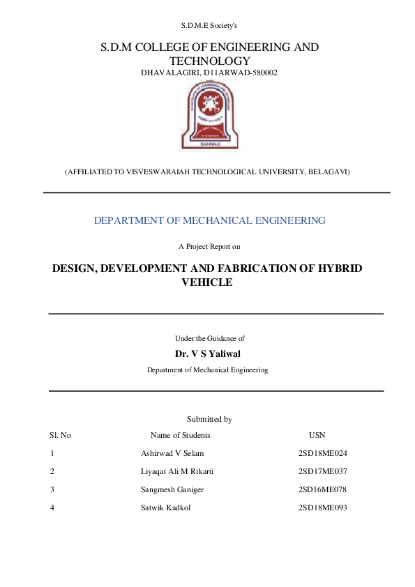 (PDF) Design Development and Fabrication of Hybrid Vehicle (PDF) Design Development and Fabrication of Hybrid Vehicle
