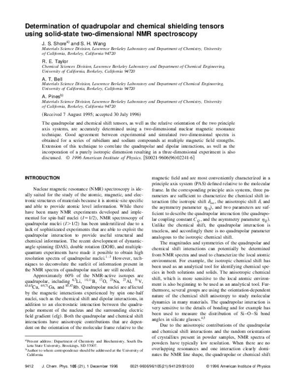 (PDF) Determination of quadrupolar and chemical shielding tensors using solid-state two ...