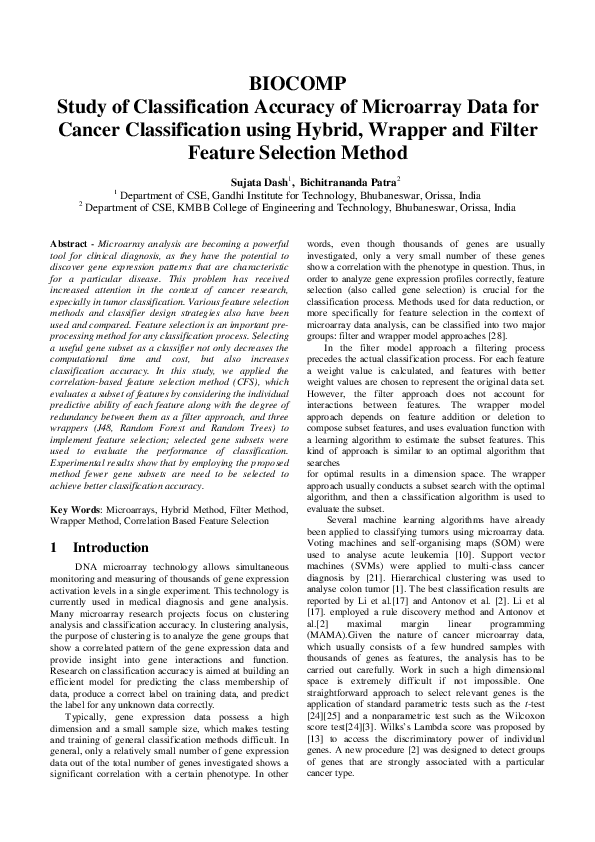 (PDF) BIOCOMP Study of Classification Accuracy of Microarray Data for Cancer Classification ...