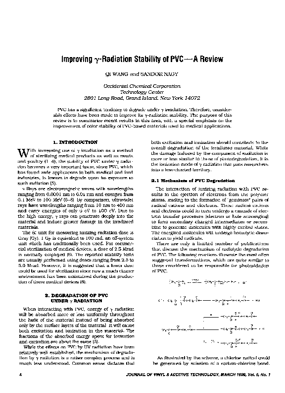 (PDF) Improving ?-radiation stability of pvc?a review
