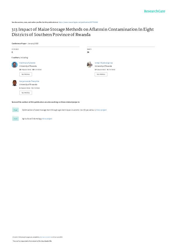 (PDF) Maize Storage Methods and Aflatoxin in Rwanda