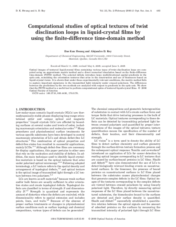 (PDF) Computational studies of optical textures of twist disclination ...