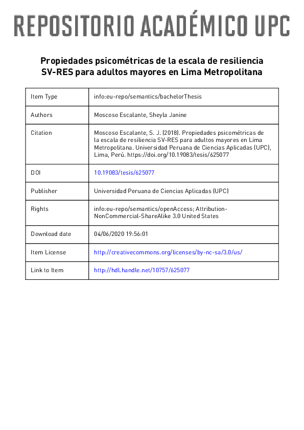 (PDF) Propiedades Psicométricas De La Escala De Resiliencia Versión Argentina