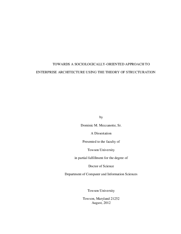 (PDF) Towards a sociologically-oriented approach to Enterprise Architecture using the theory of ...