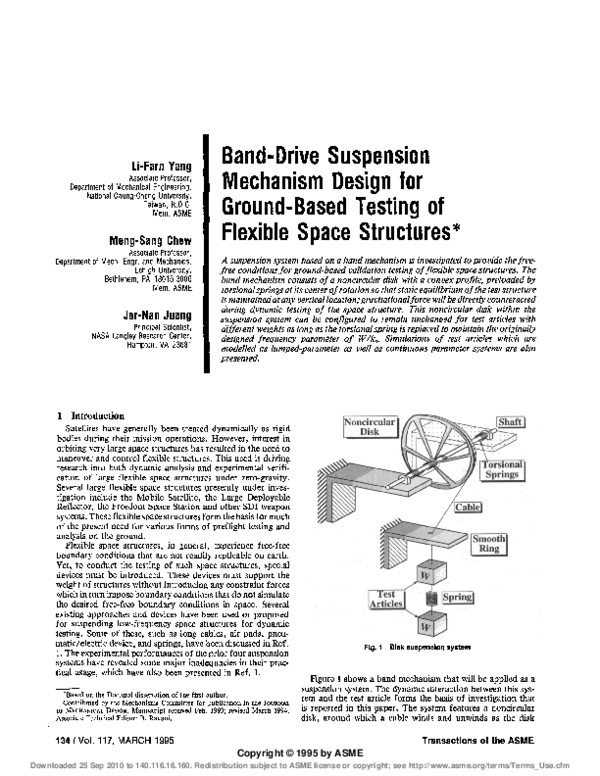 (PDF) Band-Drive Suspension Mechanism Design for Ground-Based Testing ...