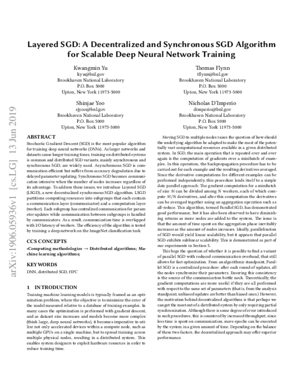 Pdf Layered Sgd A Decentralized And Synchronous Sgd Algorithm For Scalable Deep Neural 6042