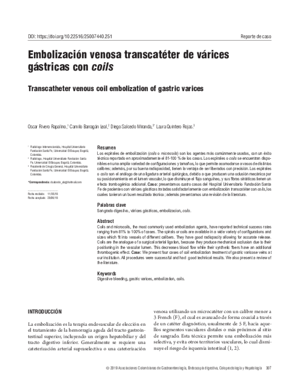 (PDF) Transcatheter venous coil embolization of gastric varices