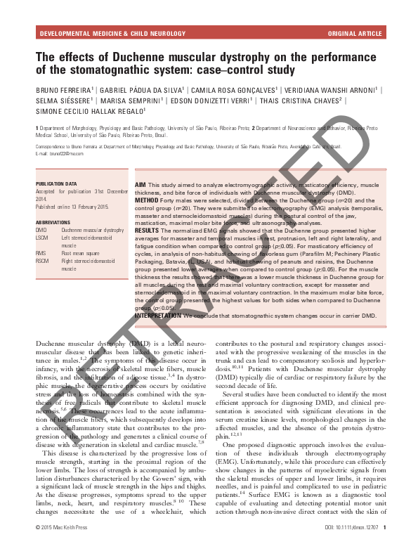 (PDF) The effects of Duchenne muscular dystrophy on the performance of ...