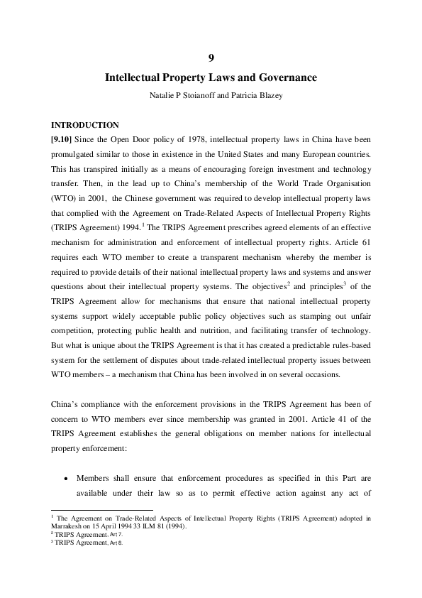 (PDF) Intellectual Property Laws and Governance
