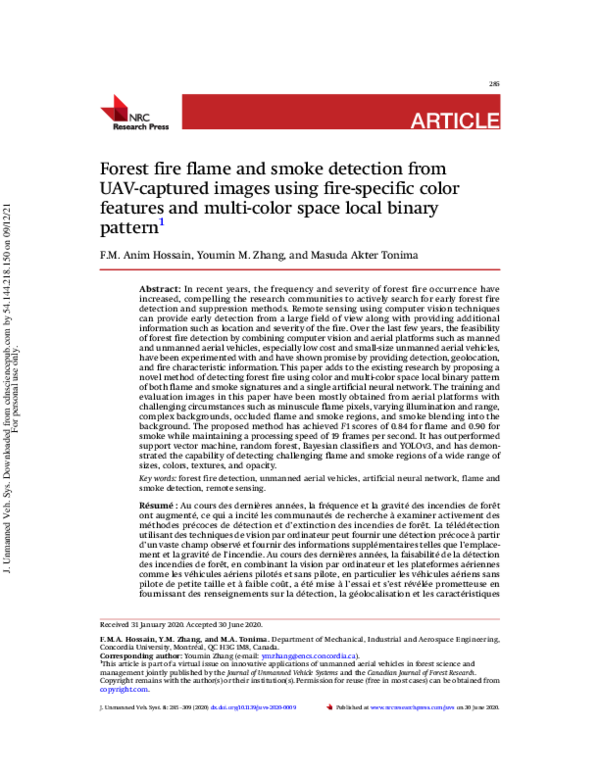 (PDF) Forest fire flame and smoke detection from UAV-captured images using fire-specific color ...