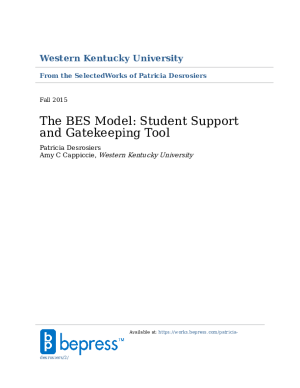 (PDF) The BES Model: Student Support and Gatekeeping Tool