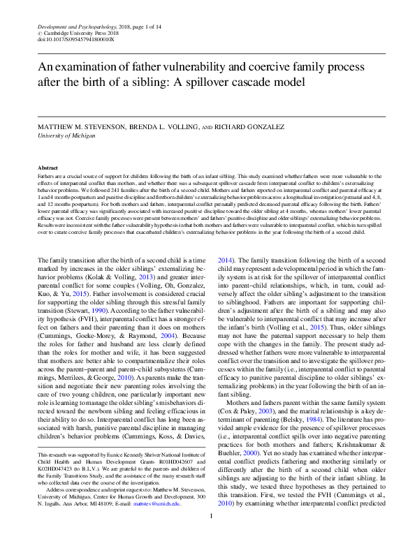 (PDF) An examination of father vulnerability and coercive family ...