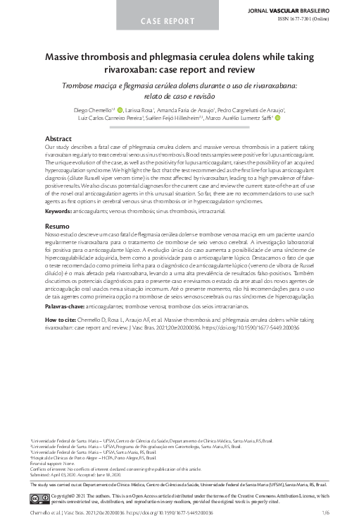 (PDF) Massive thrombosis and phlegmasia cerulea dolens while taking ...