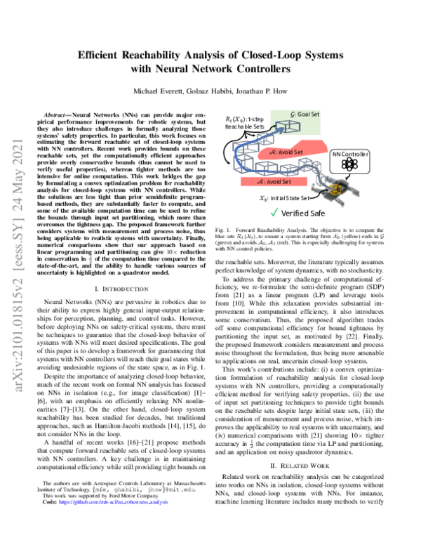 (PDF) Efficient Reachability Analysis of Closed-Loop Systems with Neural Network Controllers ...