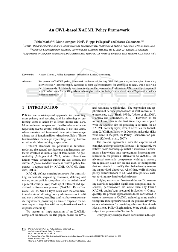 (PDF) An OWL-based XACML Policy Framework | Mario Arrigoni Neri - Academia.edu