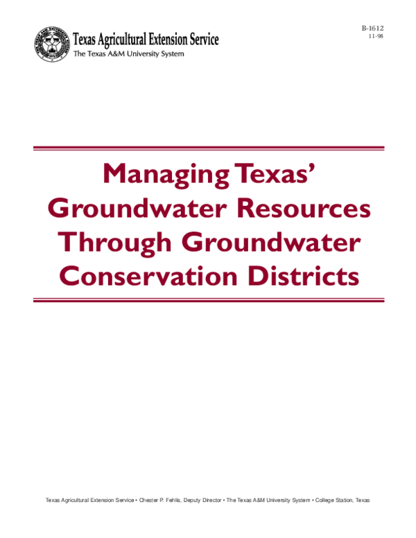 (PDF) Managing Texas Groundwater Resources through Groundwater ...