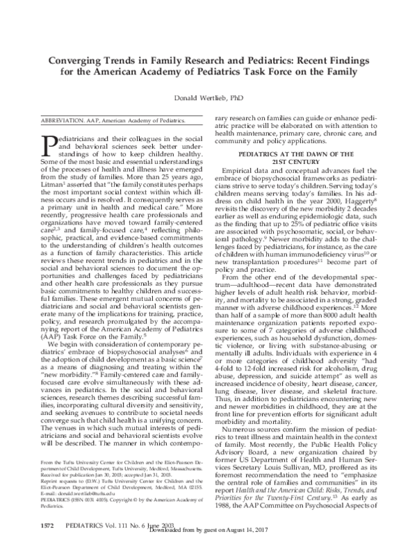 (PDF) Converging trends in family research and pediatrics: recent ...