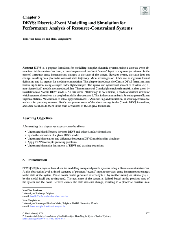 Pdf Devs Discrete Event Modelling And Simulation For Performance Analysis Of Resource 7972