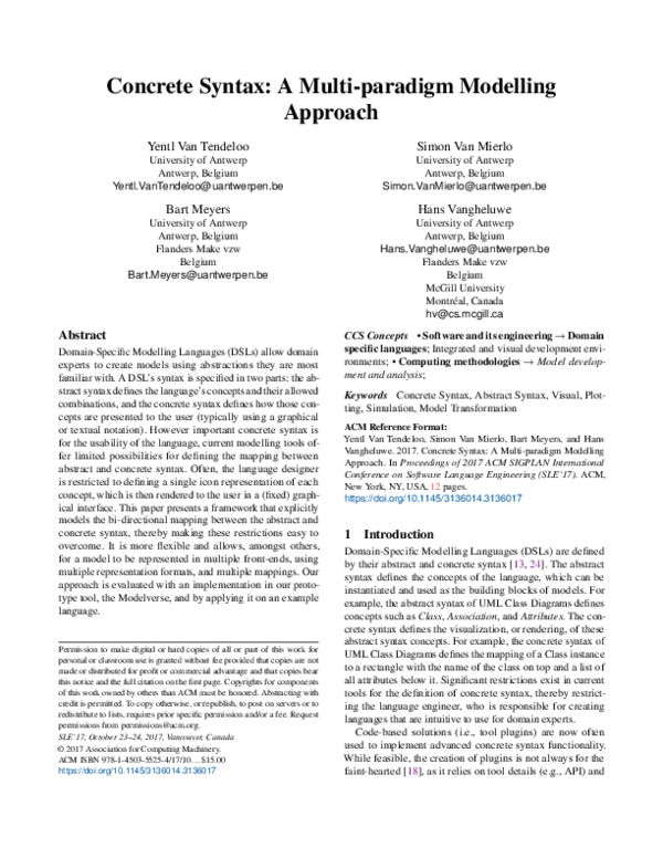 (PDF) Concrete syntax: a multi-paradigm modelling approach