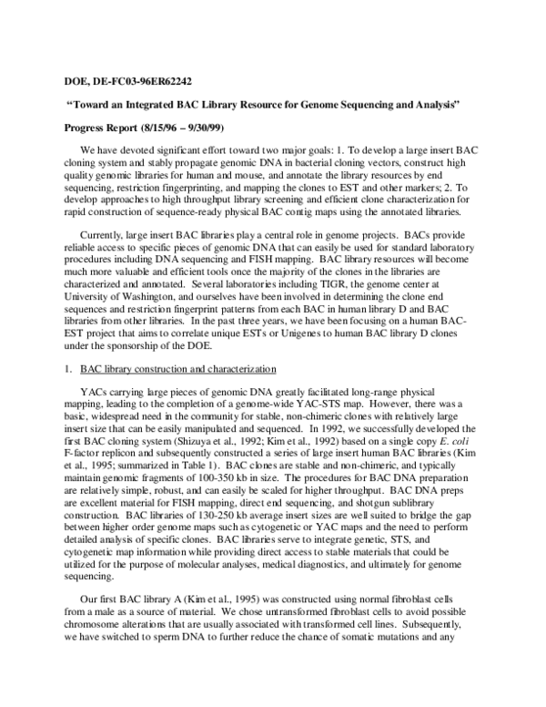 (PDF) Toward an Integrated BAC Library Resource for Genome Sequencing ...